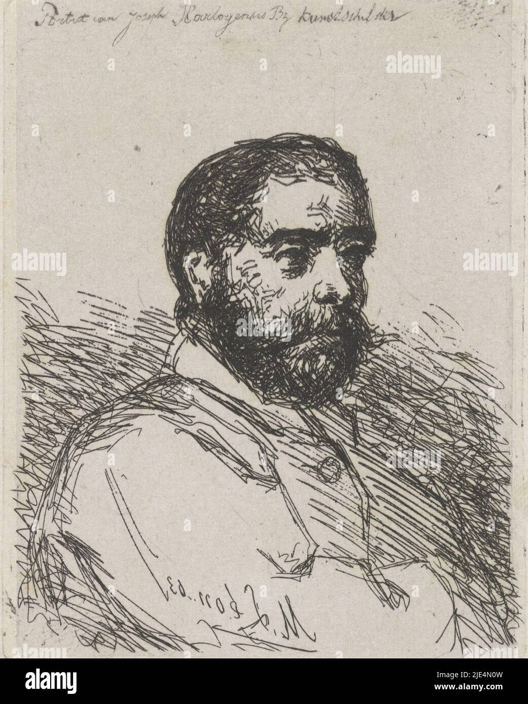 Portrait bust to the right of the artist Joseph Hartogensis, bareheaded ...