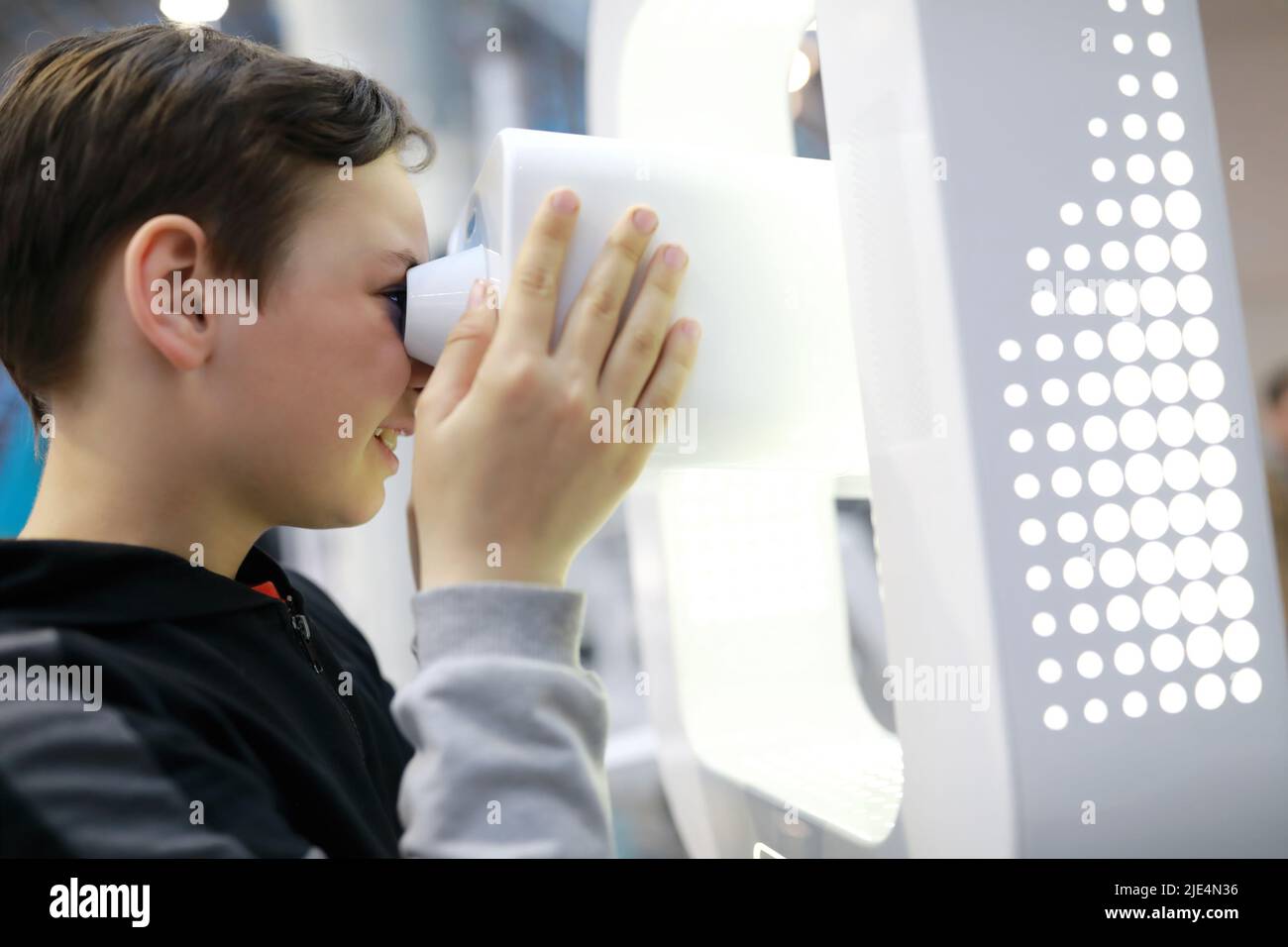 Portrait of child watching movie with virtual binoculars Stock Photo ...