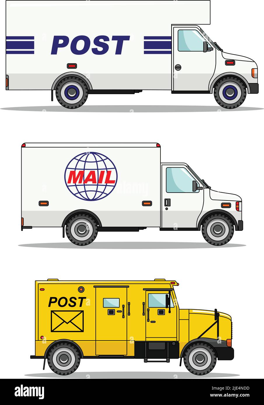 Detailed illustration three variants of post cars in flat style Stock ...