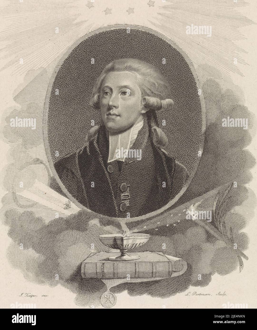 Portrait of Sebald Fulco Johan Rau. Below his portrait a letter, the ...