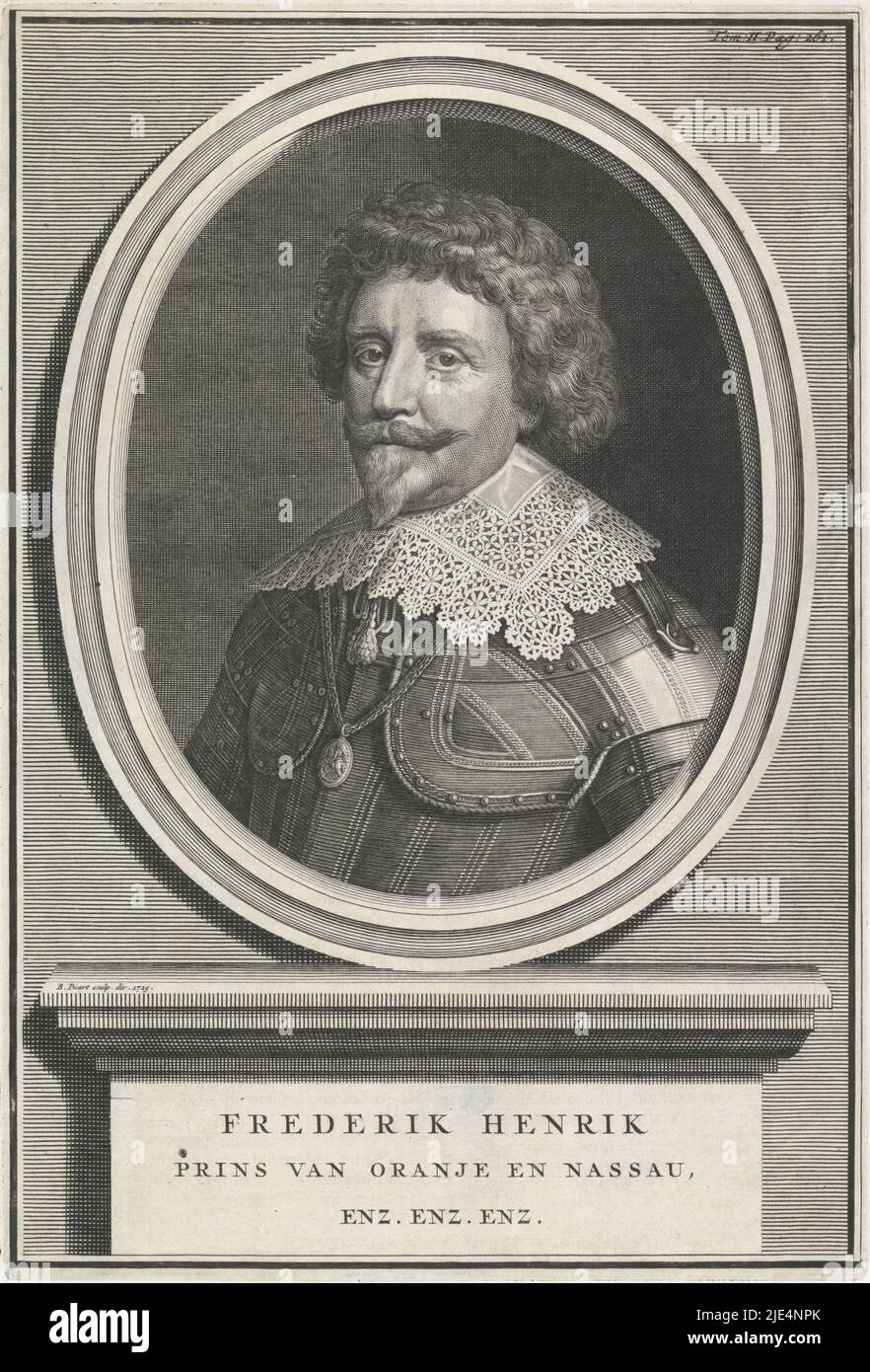 Portrait of Frederick Henry in an oval. On a pedestal his name. Top ...