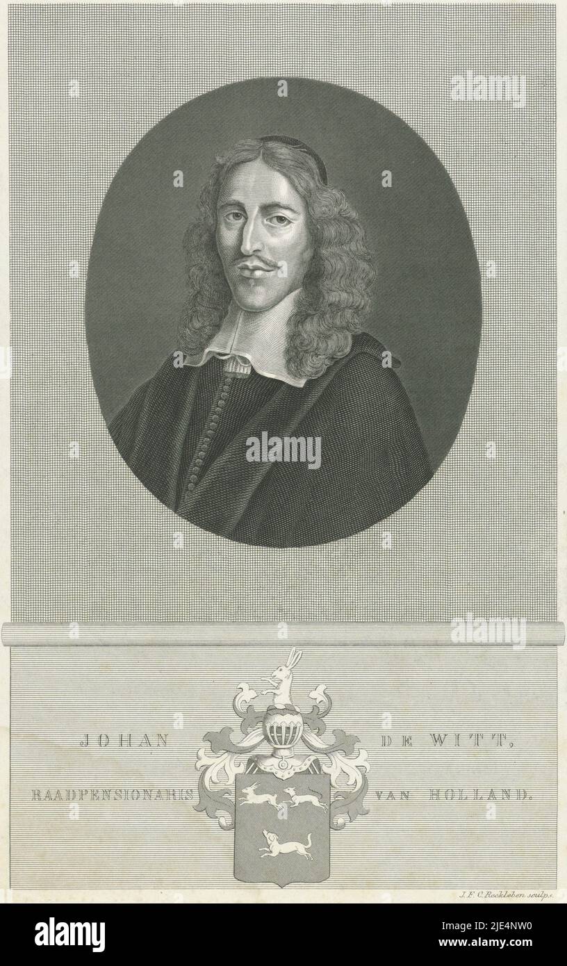Portrait of Johan de Witt, pensionary of Holland. In the margin his ...