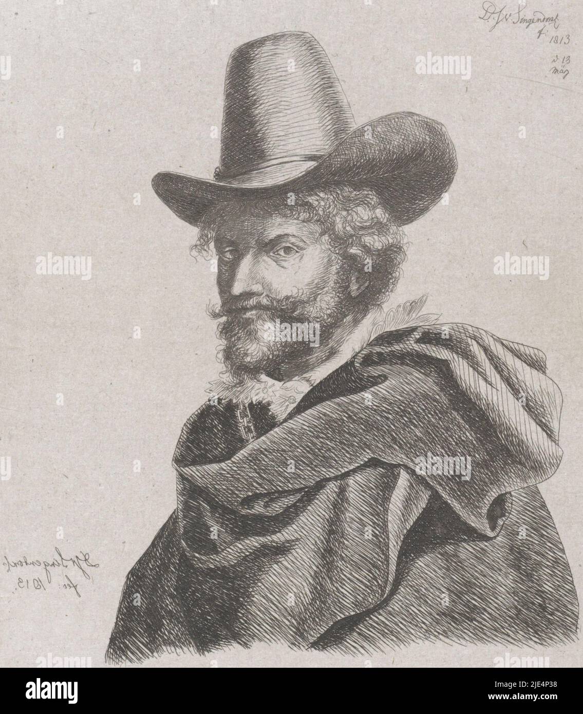 Portrait of Peter Paul Rubens with cloak and top hat, print maker ...