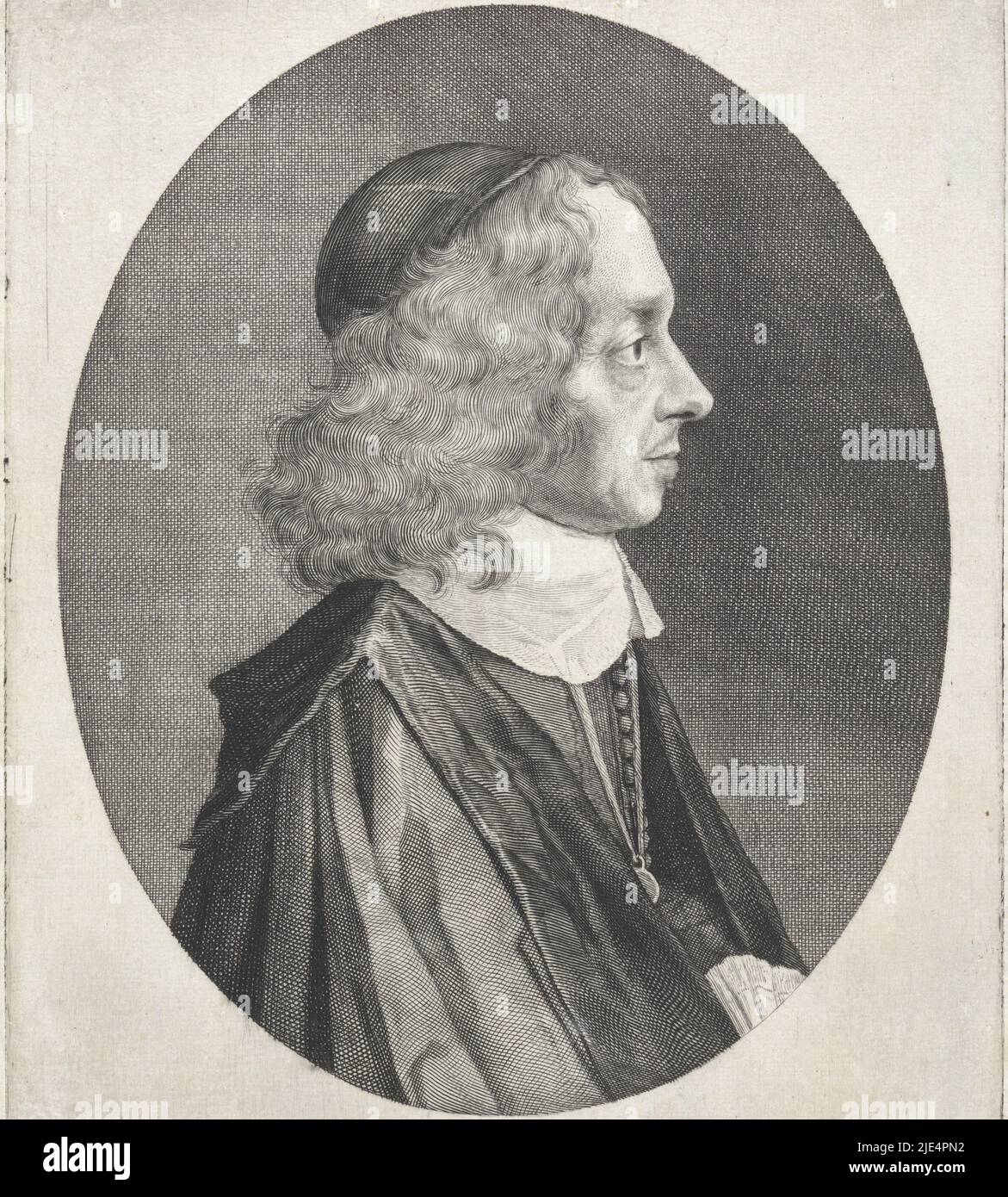 Portrait in profile of Constantijn Huygens, poet, secretary of Prince ...