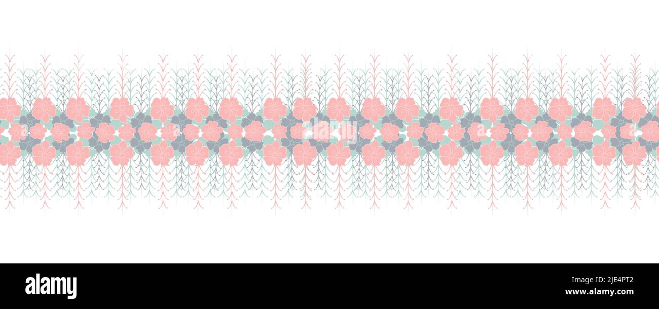 Vector floral horizontal border seamless pattern background. Great for ...