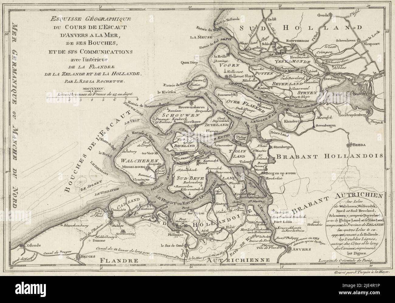 Map of the course of the Scheldt, Zeeland and part of Flanders and ...