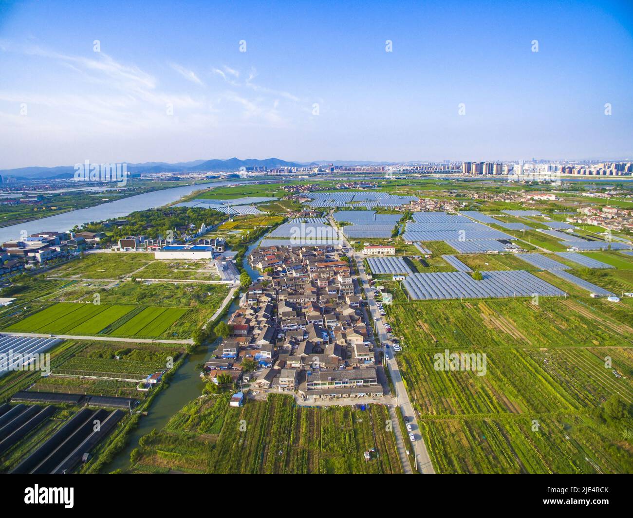 Aerial view to fields and greenhouses hi-res stock photography and ...