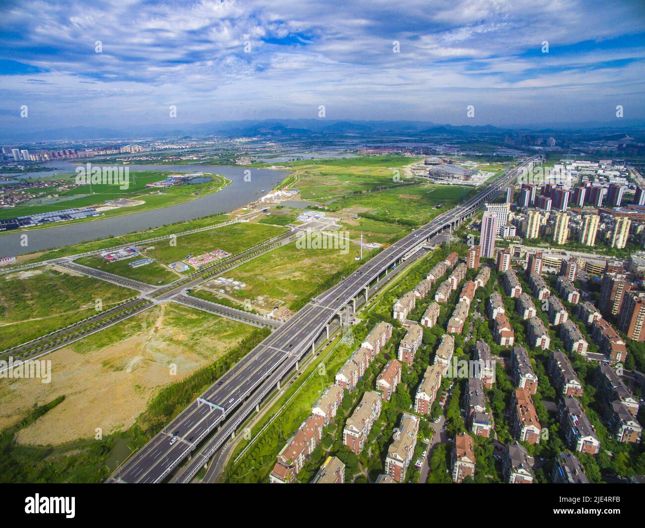 Aerial view looking down road hi-res stock photography and images - Alamy