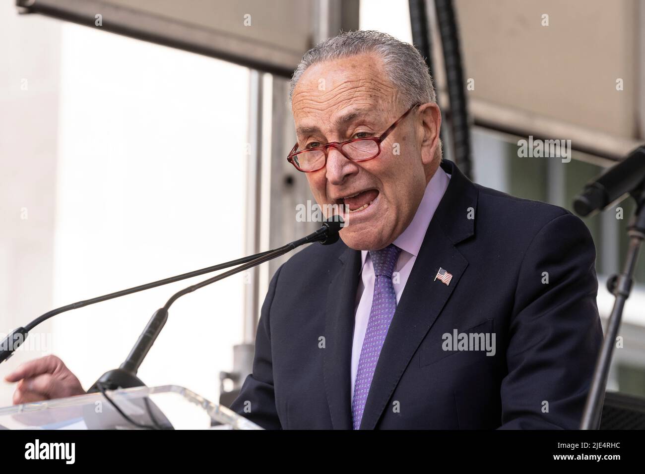 New York, NY - June 24, 2022: US Senator Charles Schumer speaks during ...