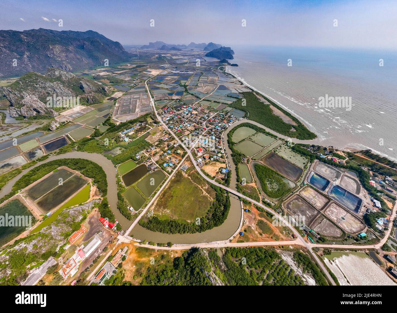 Aerial view of Khao Daeng View Point, the red mountain, in Sam Roi Yot ...