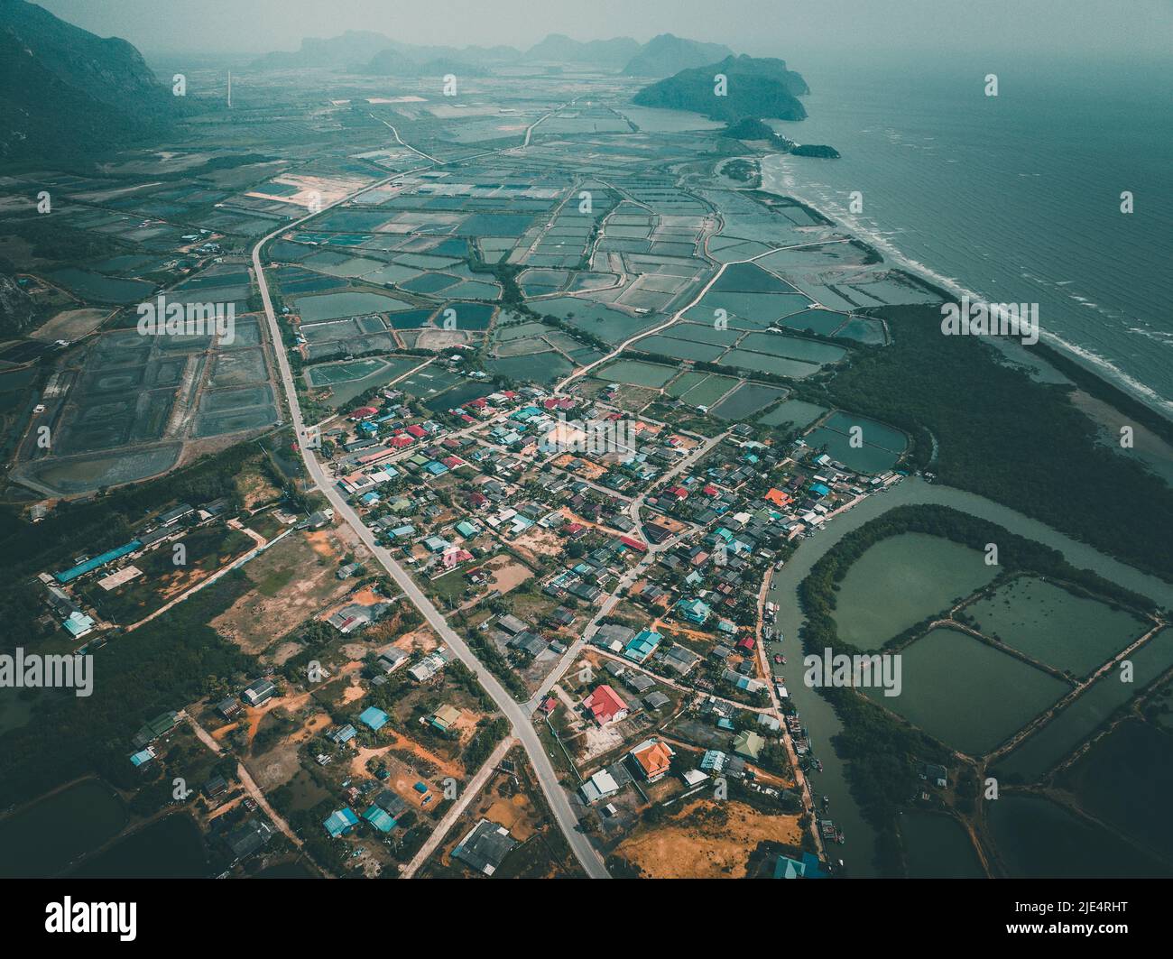Aerial view of Khao Daeng View Point, the red mountain, in Sam Roi Yot ...