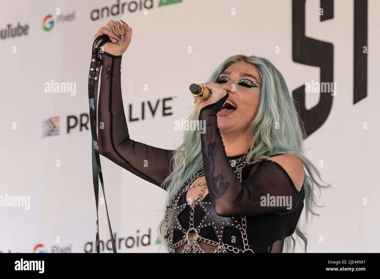 New York, NY - June 24, 2022: Singer Kesha performs on stage during ...