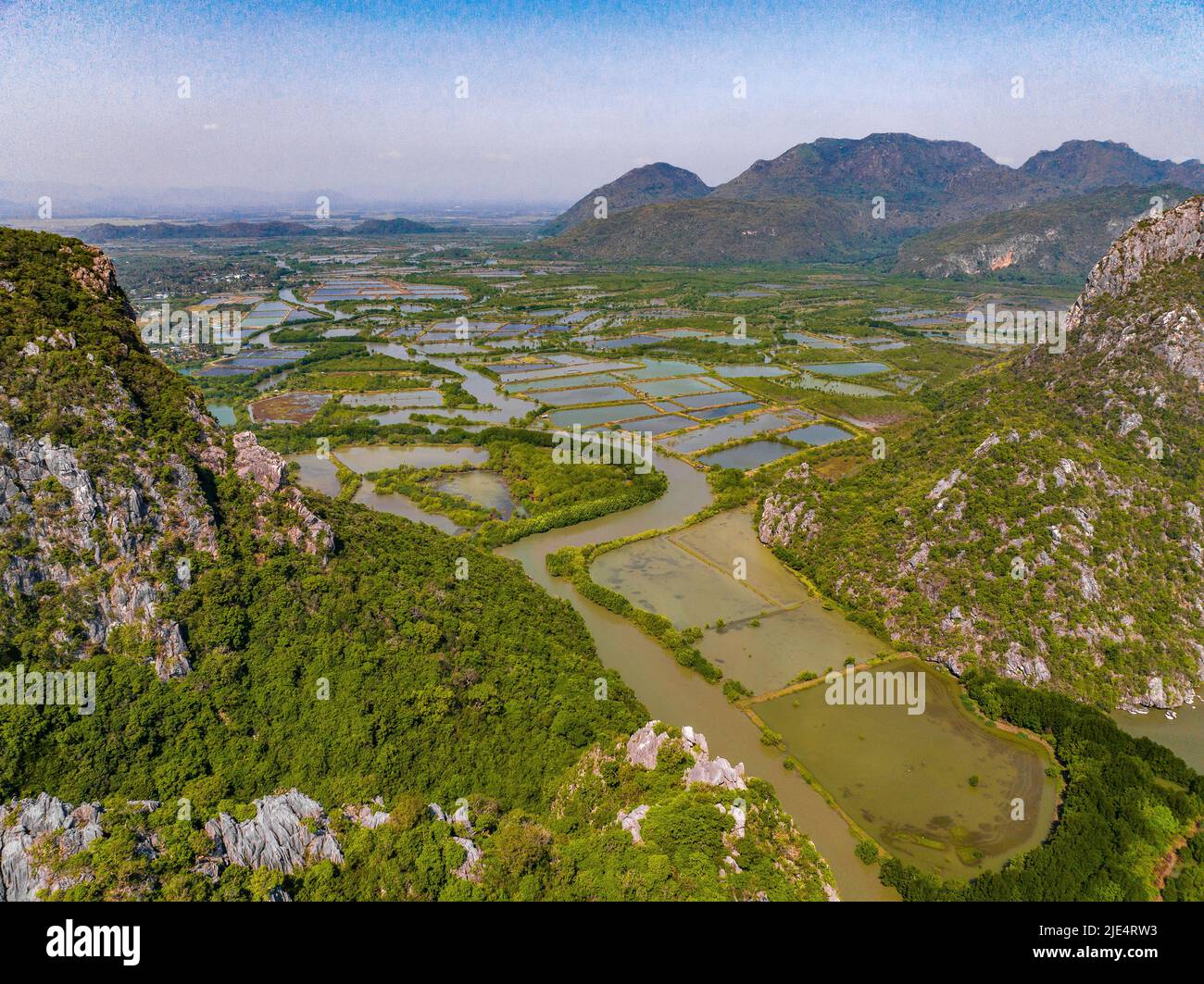 Aerial view of Khao Daeng View Point, the red mountain, in Sam Roi Yot ...
