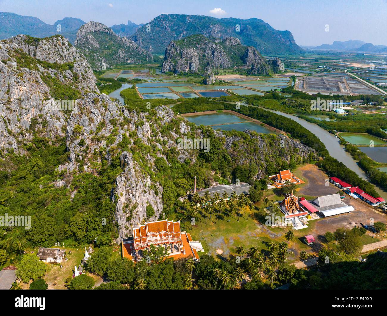 Aerial view of Khao Daeng View Point, the red mountain, in Sam Roi Yot ...