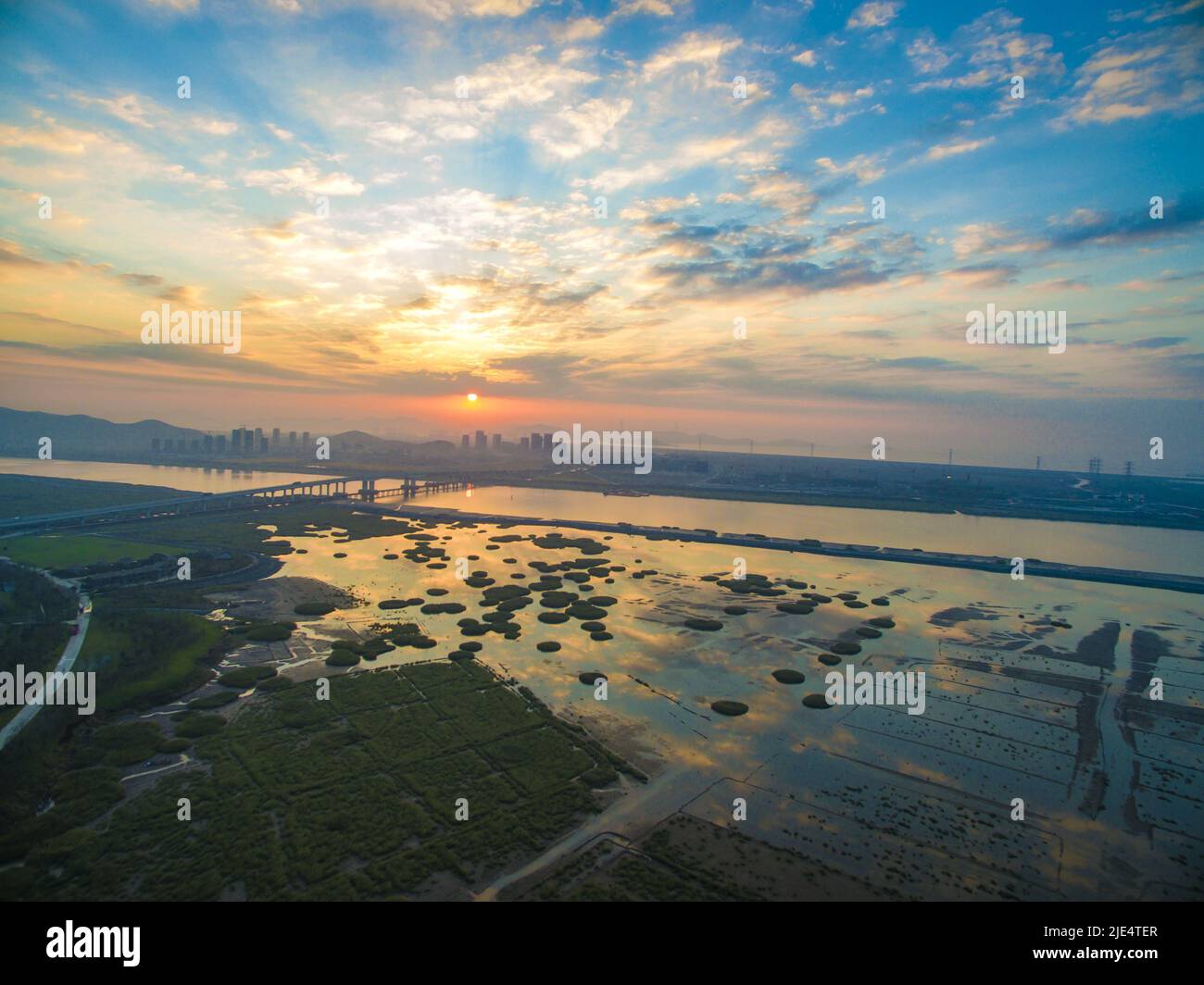 Aerial view sunrise rays hi-res stock photography and images - Alamy