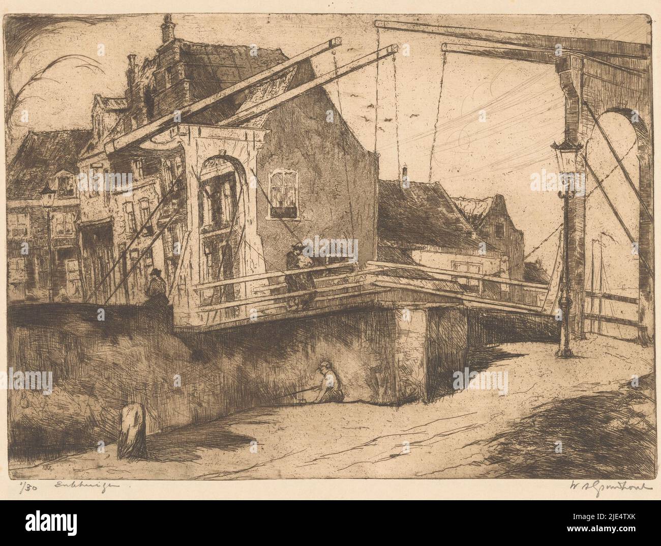 The drawbridge over the Oosterhaven in Enkhuizen. On the left in the ...