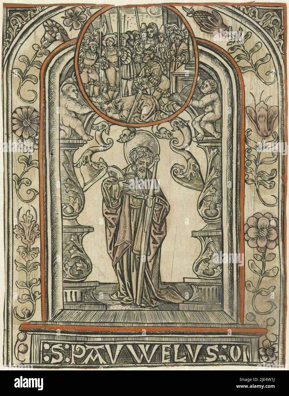 Print from series of twelve. Apostle Paul framed with flowers. Circle ...