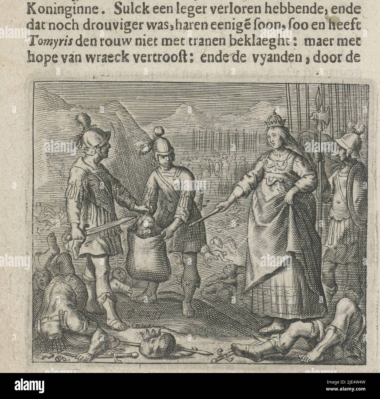 Tomyris, queen of the Massagettes, punishes the Persian king Cyrus for ...