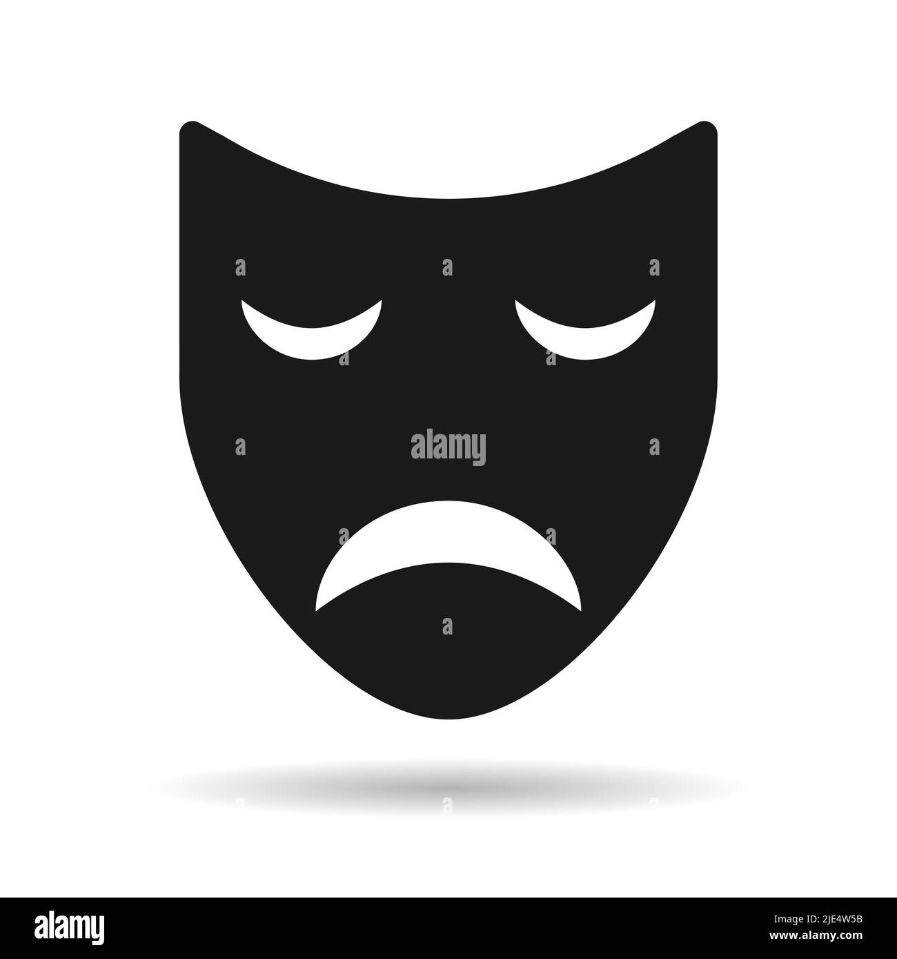 Theater face mask icon shadow, emotion actor comedy and drama symbol ...