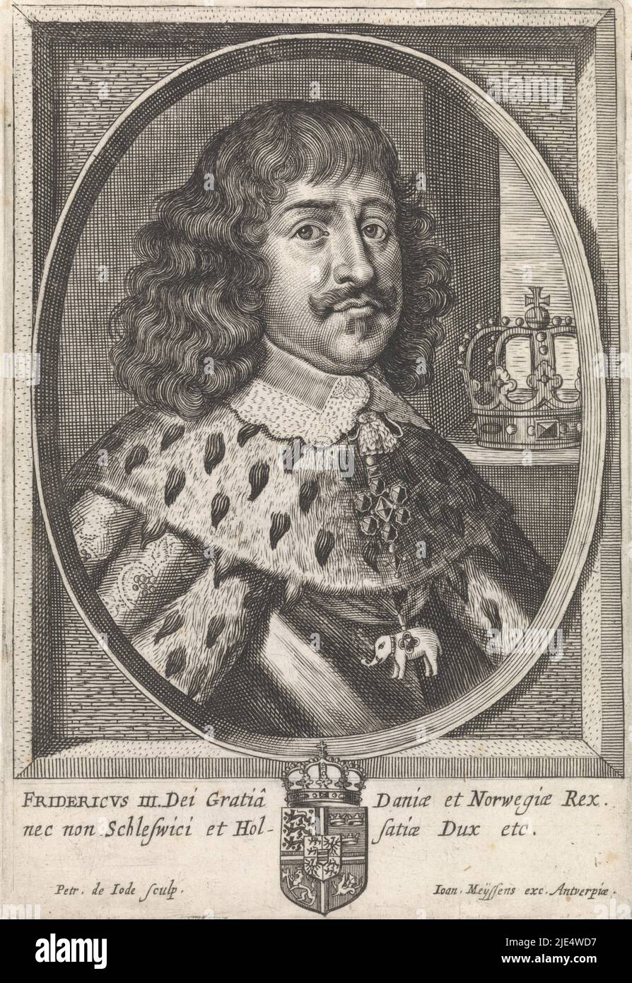 Coastal portrait of Frederick III, in cloak. He wears a pendant of the ...