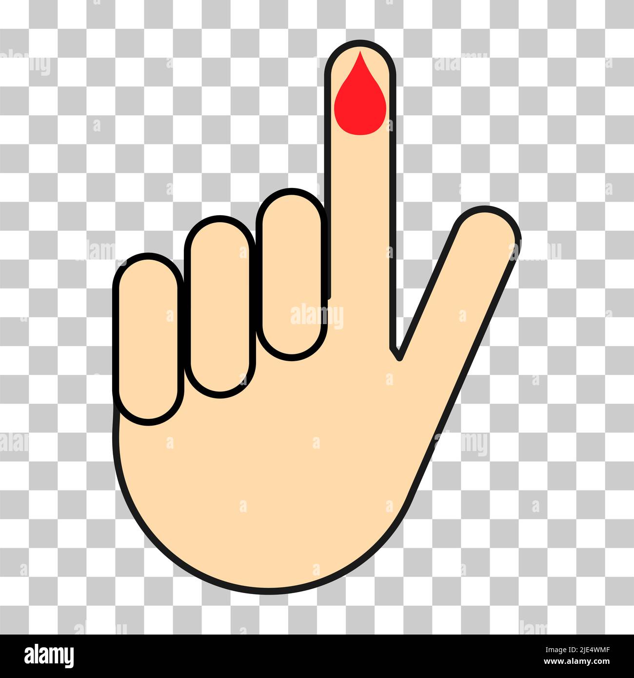 Hand finger with drop blood icon, medical health test symbol, control ...