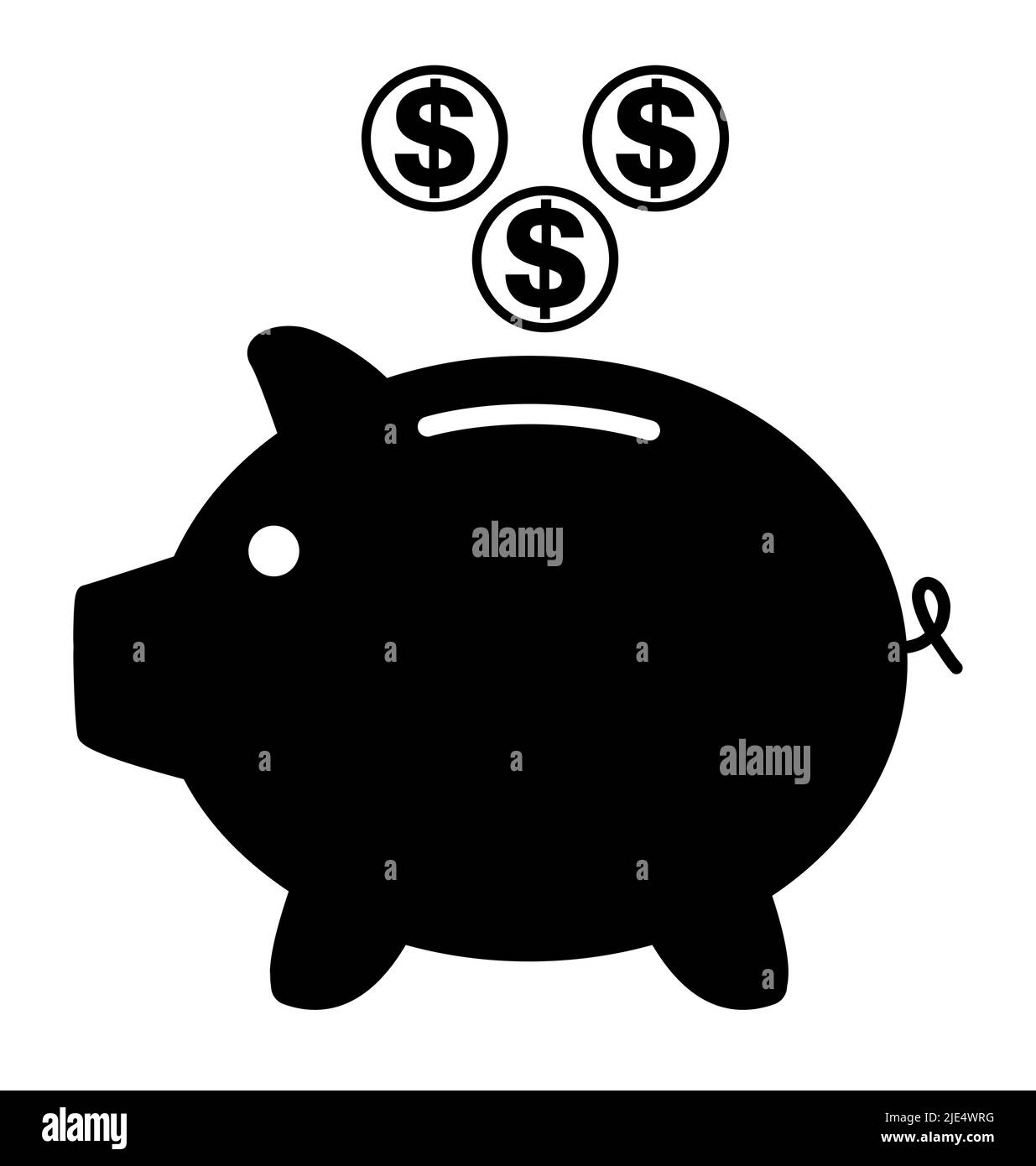 Piggy bank flat icon, sign vector with dollar web symbol. Money income ...