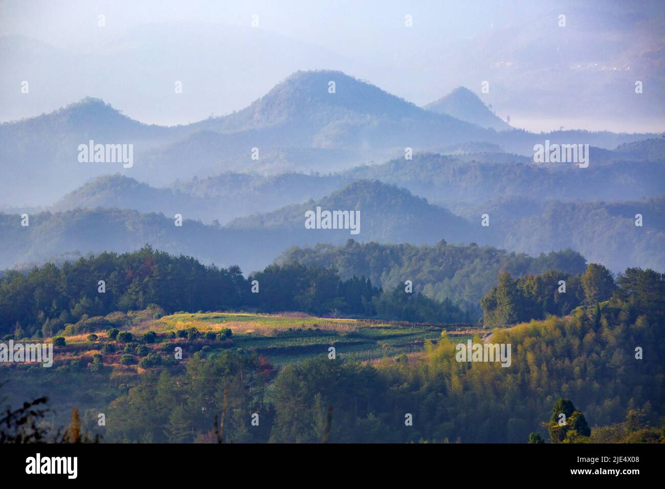 Zhejiang taizhou xianju Yang Fengshan mountain village the field and ...