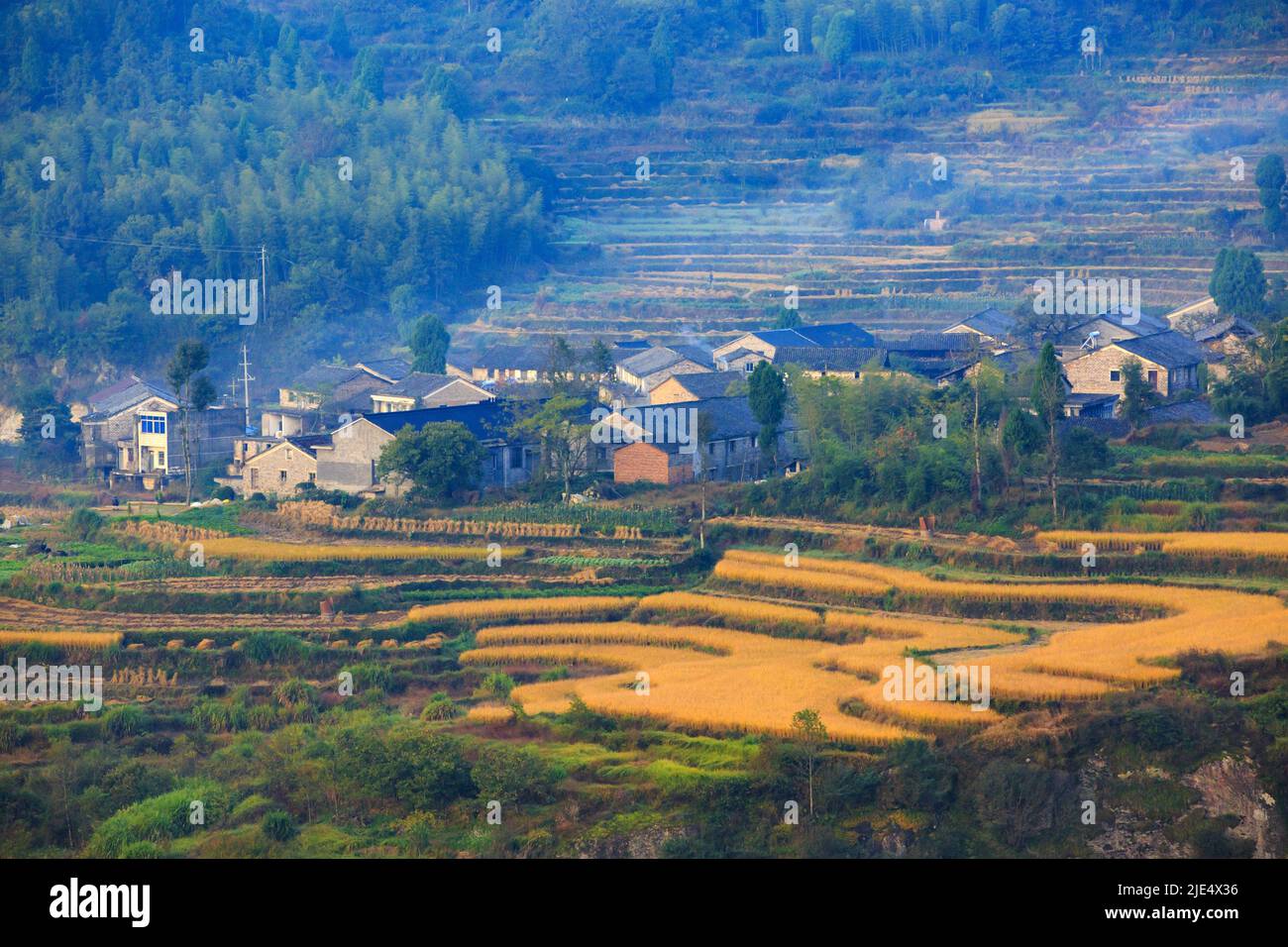 Zhejiang taizhou xianju Yang Fengshan mountain village the field and ...