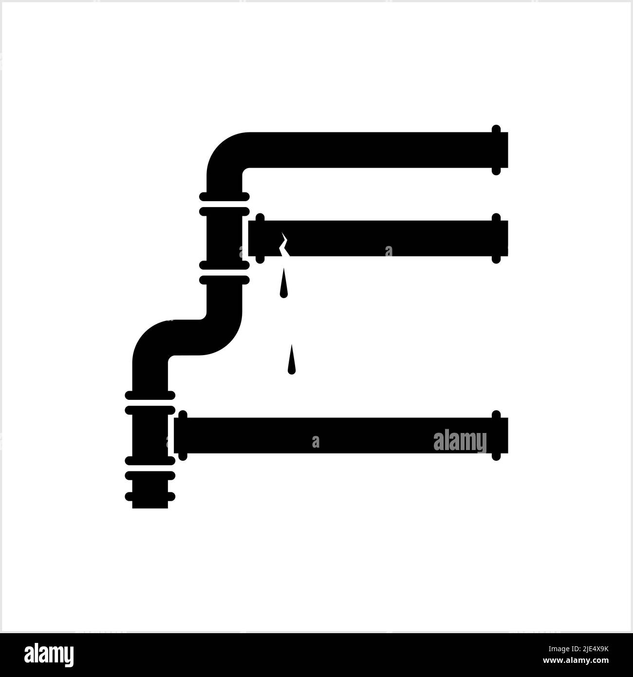 Broken Pipe Icon, Leakage In Pipe Vector Art Illustration Stock Vector ...