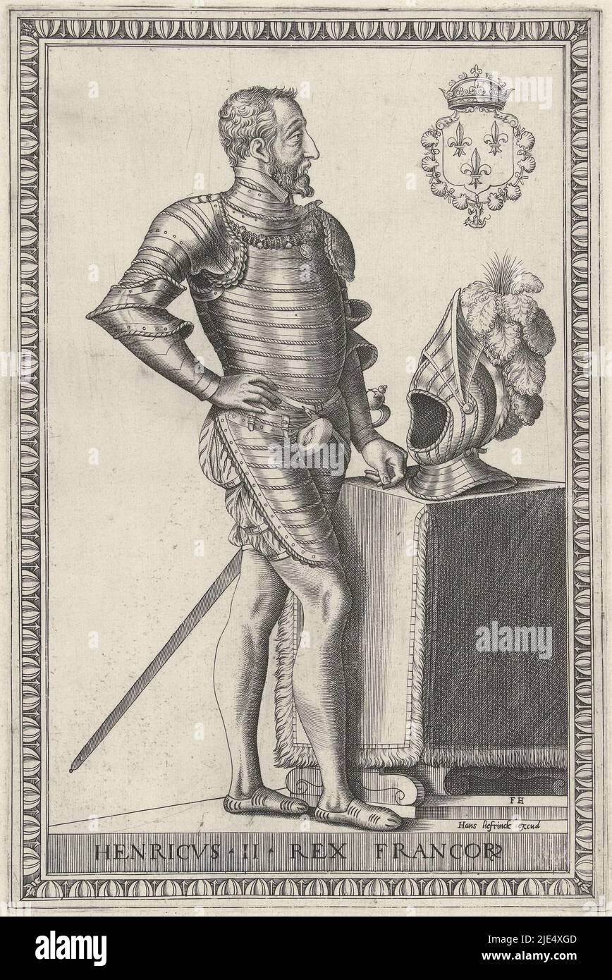 Portrait of Henry II, King of France, fully dressed to the right in ...
