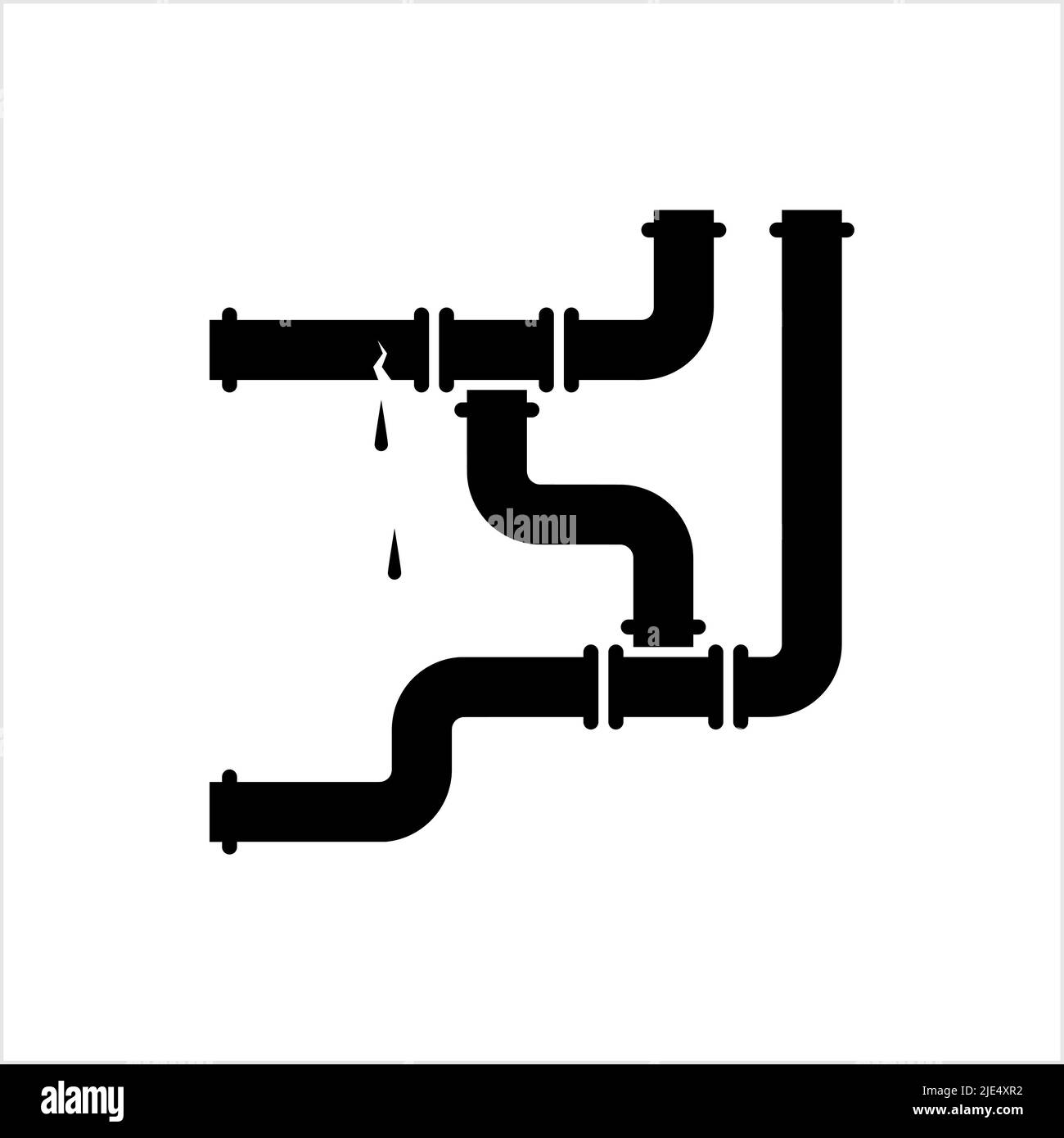 Broken Pipe Icon, Leakage In Pipe Vector Art Illustration Stock Vector ...
