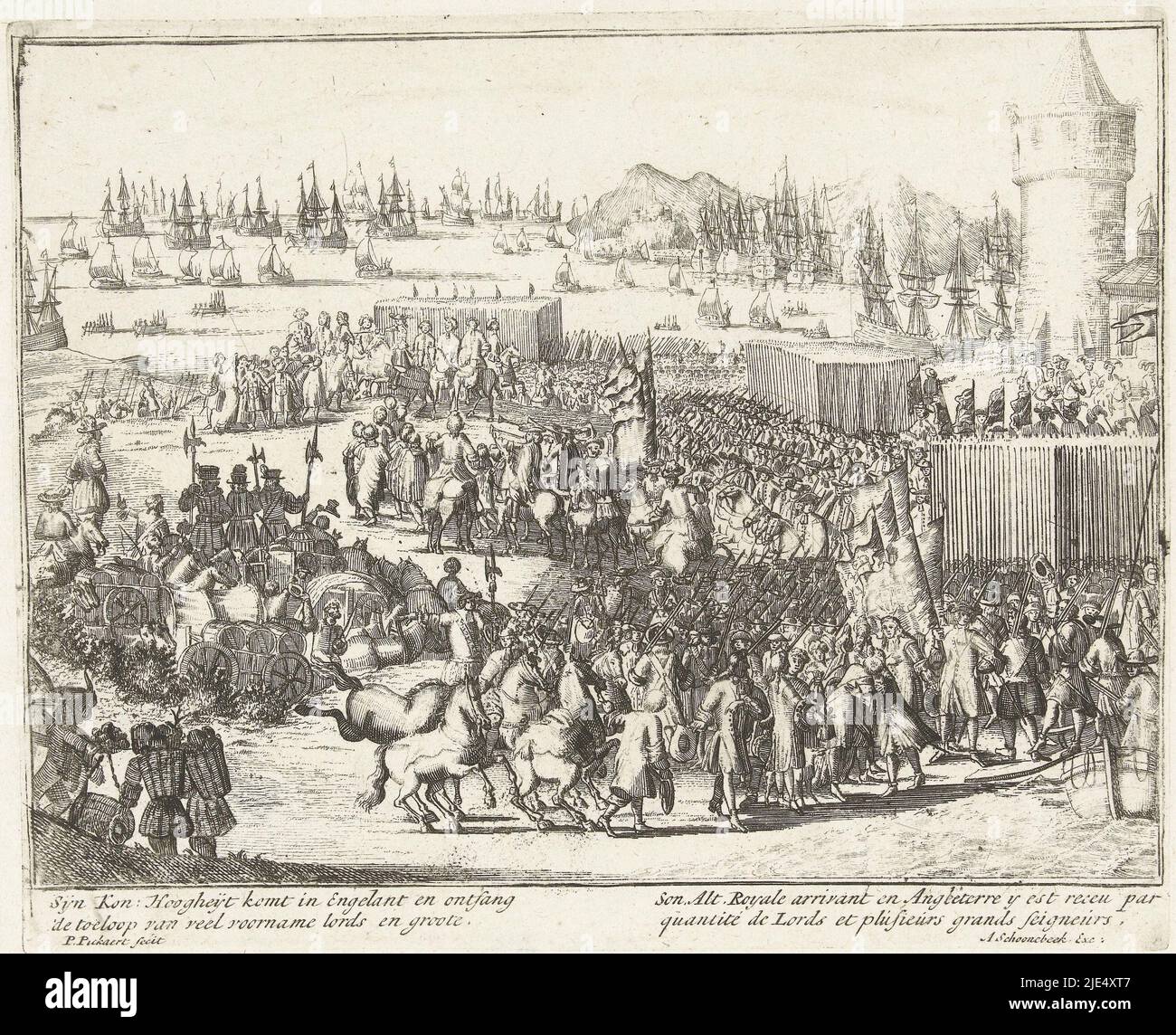 Prince William III receives nobles upon his arrival in England ...