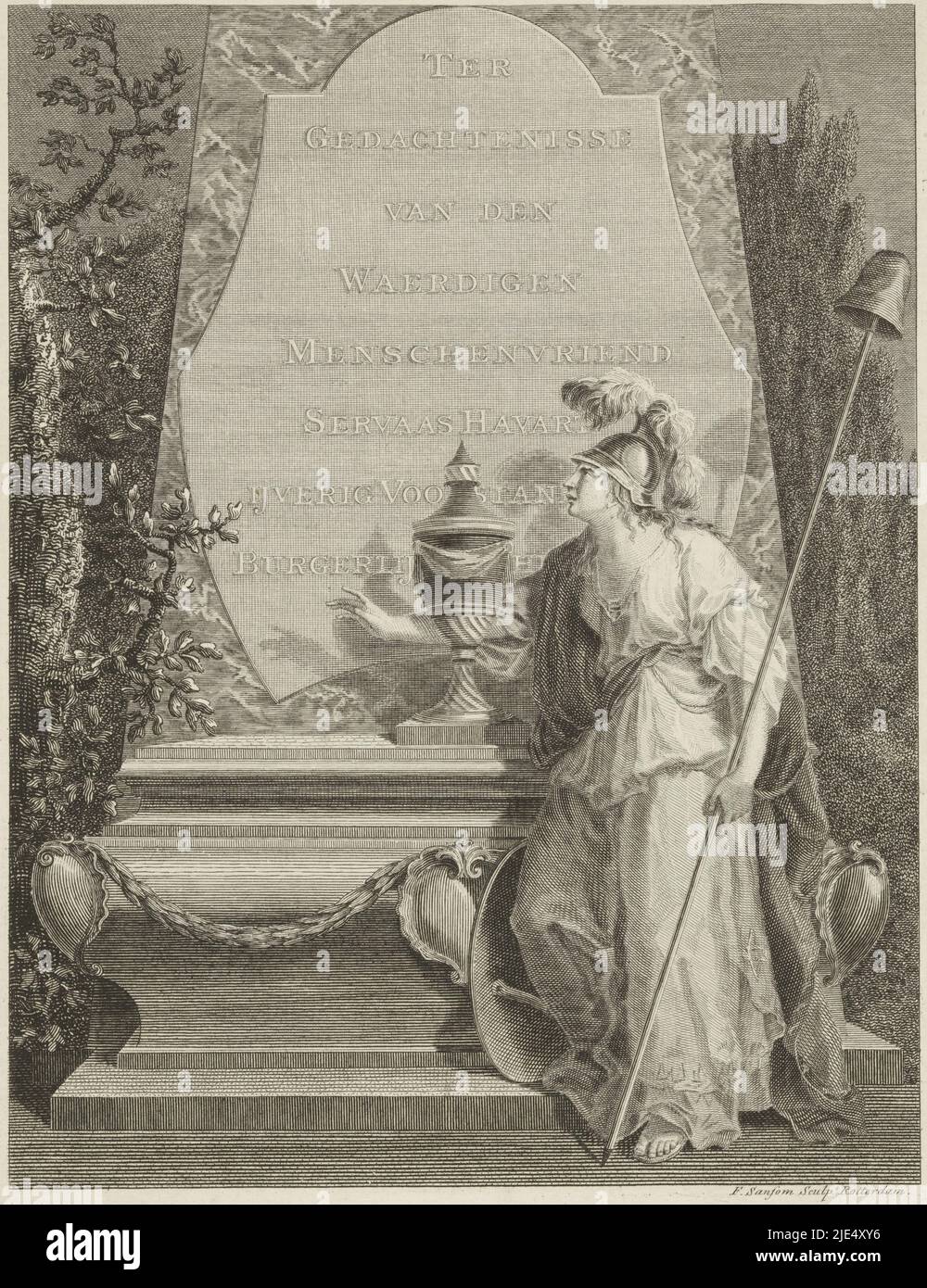 Allegorical monument in memory of Servaas Havart, a zealous Rotterdam patriot, died 17 December ...