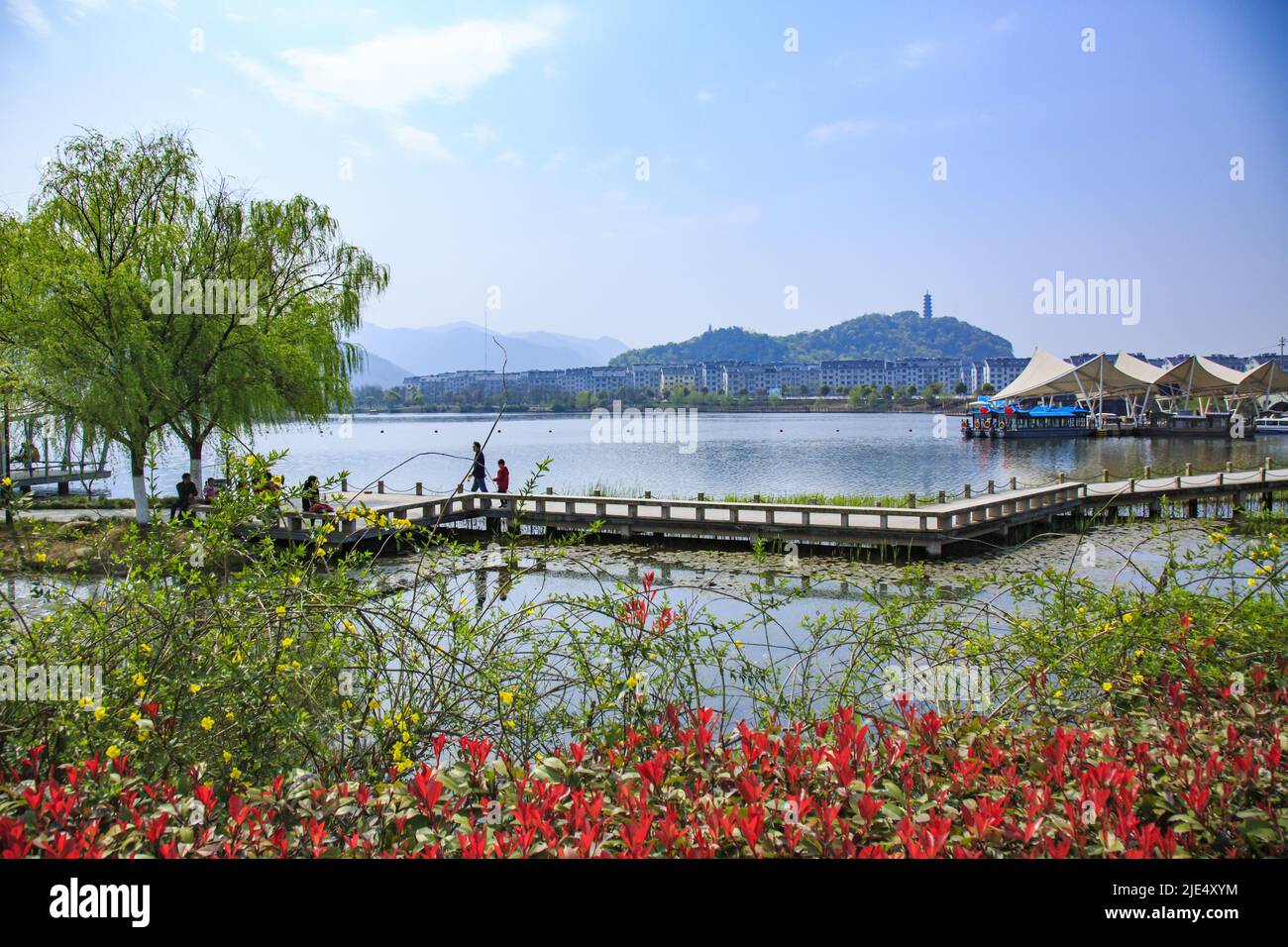 Linhai zhejiang lake park in the spring Stock Photo - Alamy