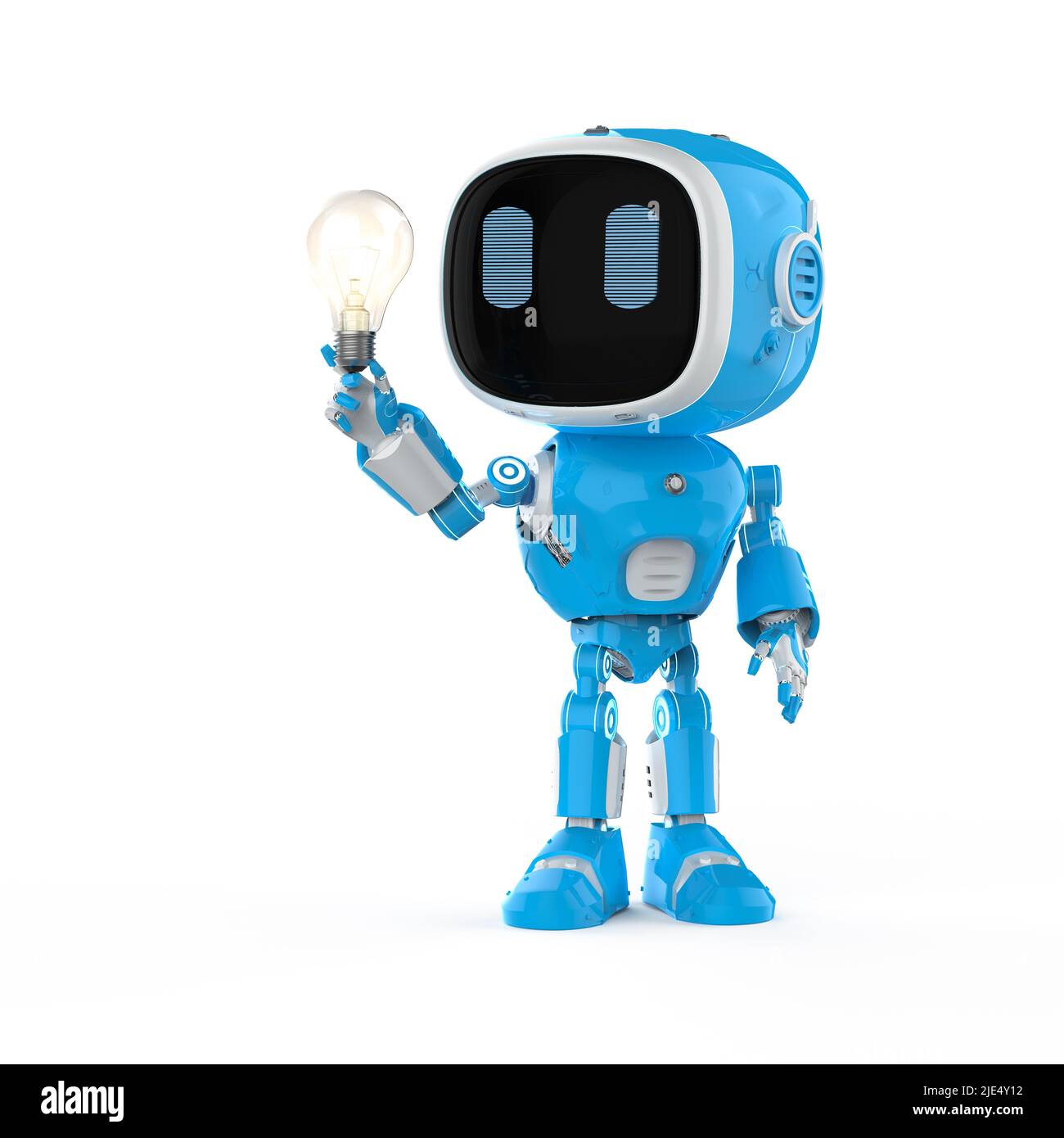 Machine learning concept with 3d rendering cute and small artificial ...