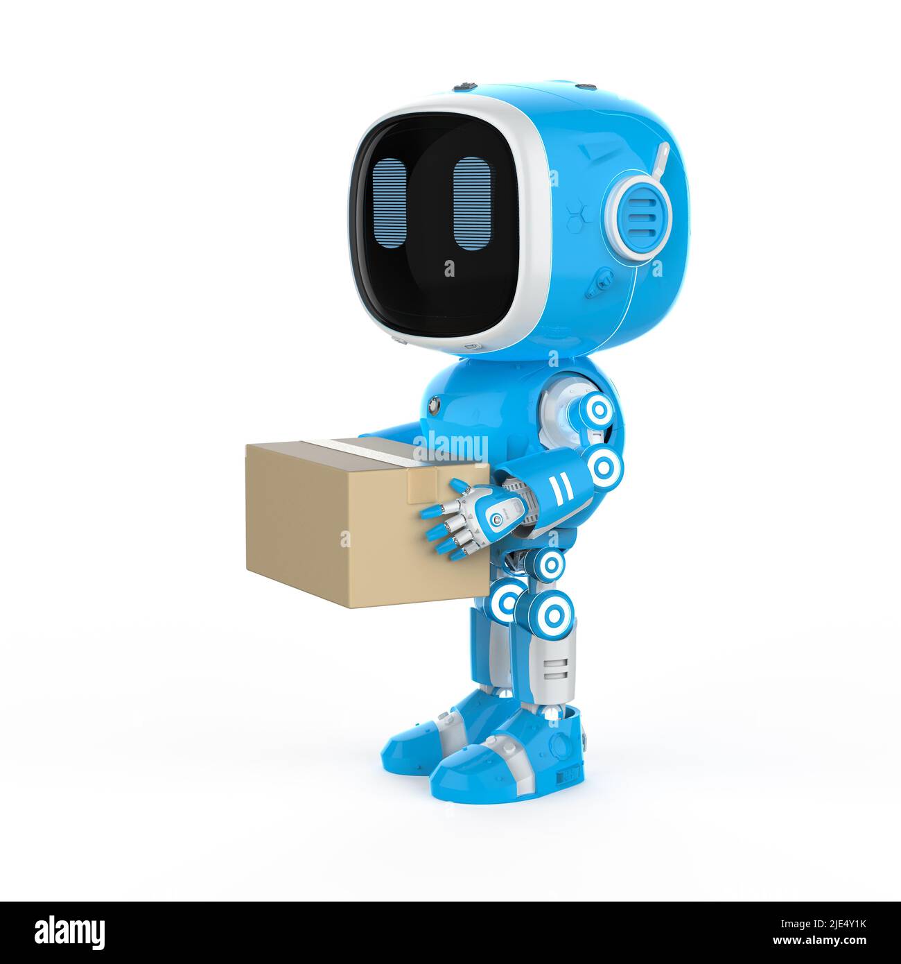 Automatic warehouse concept with 3d rendering automation delivery robot ...