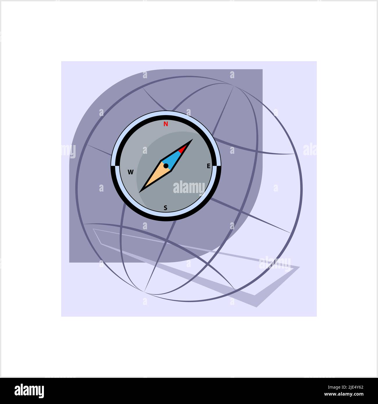 Compass Icon, Magnetic Compass Pointing To Magnetic North Pole Vector ...