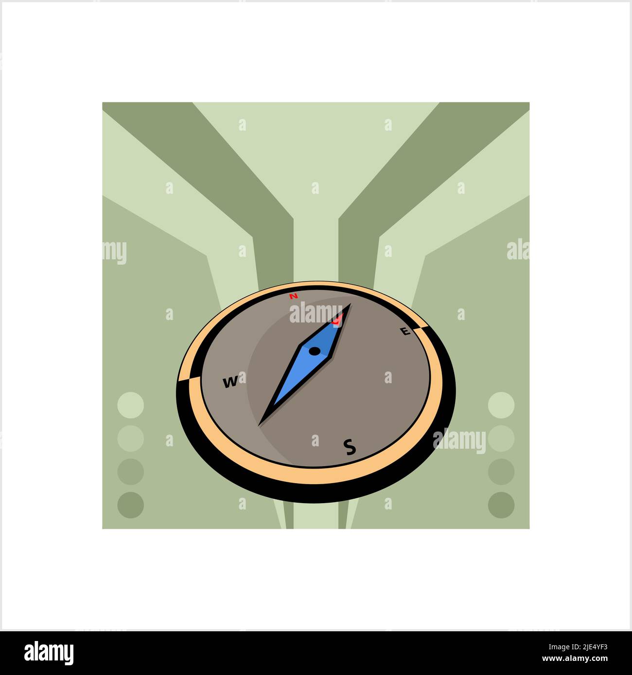 Compass Icon, Magnetic Compass Pointing To Magnetic North Pole Vector ...