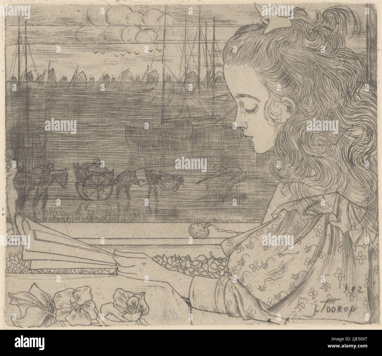 Portrait of Charley Toorop, reading in front of the window Charley in ...