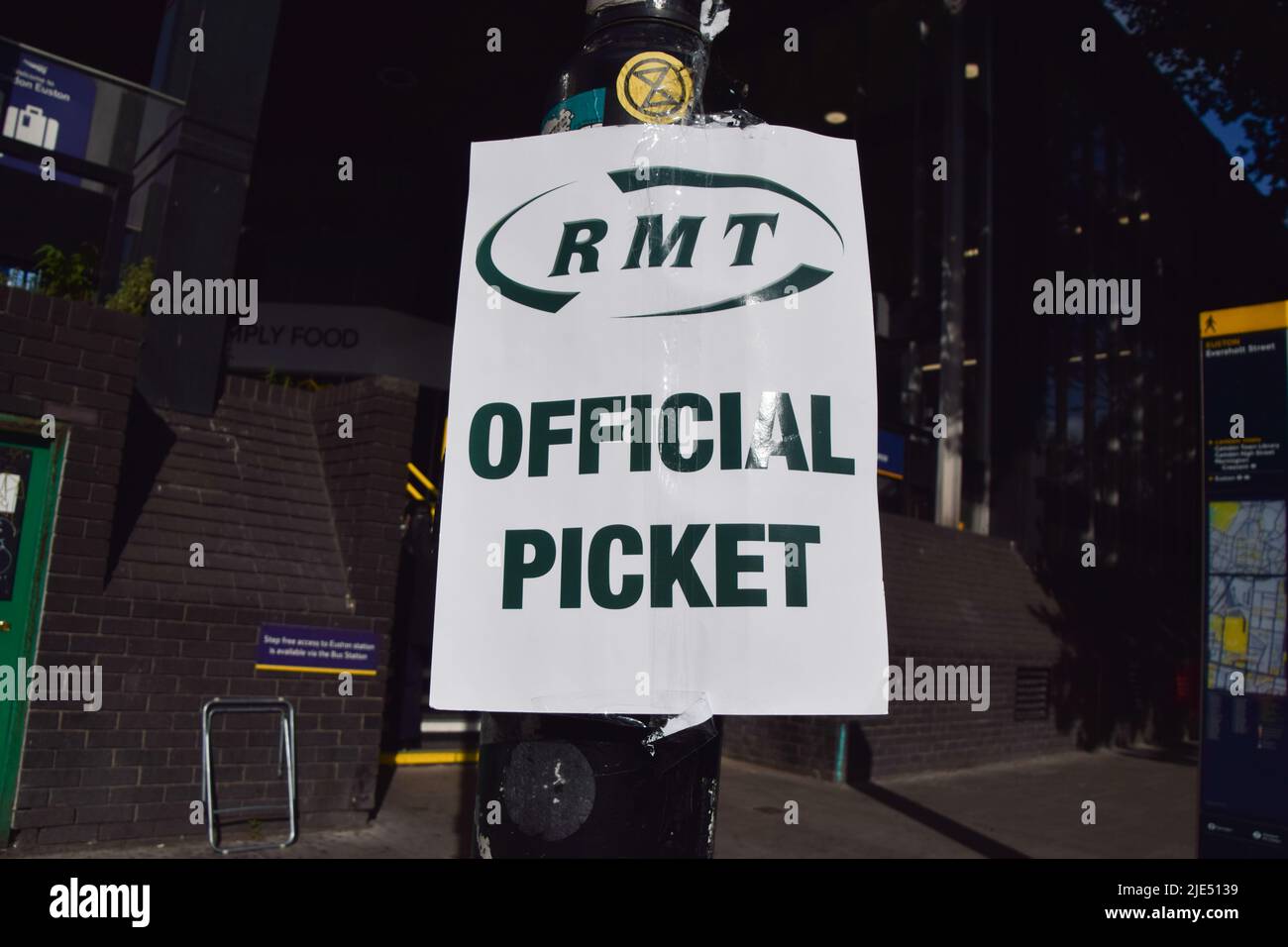 London, England, UK. 25th June, 2022. 'Official Picket' placard outside ...