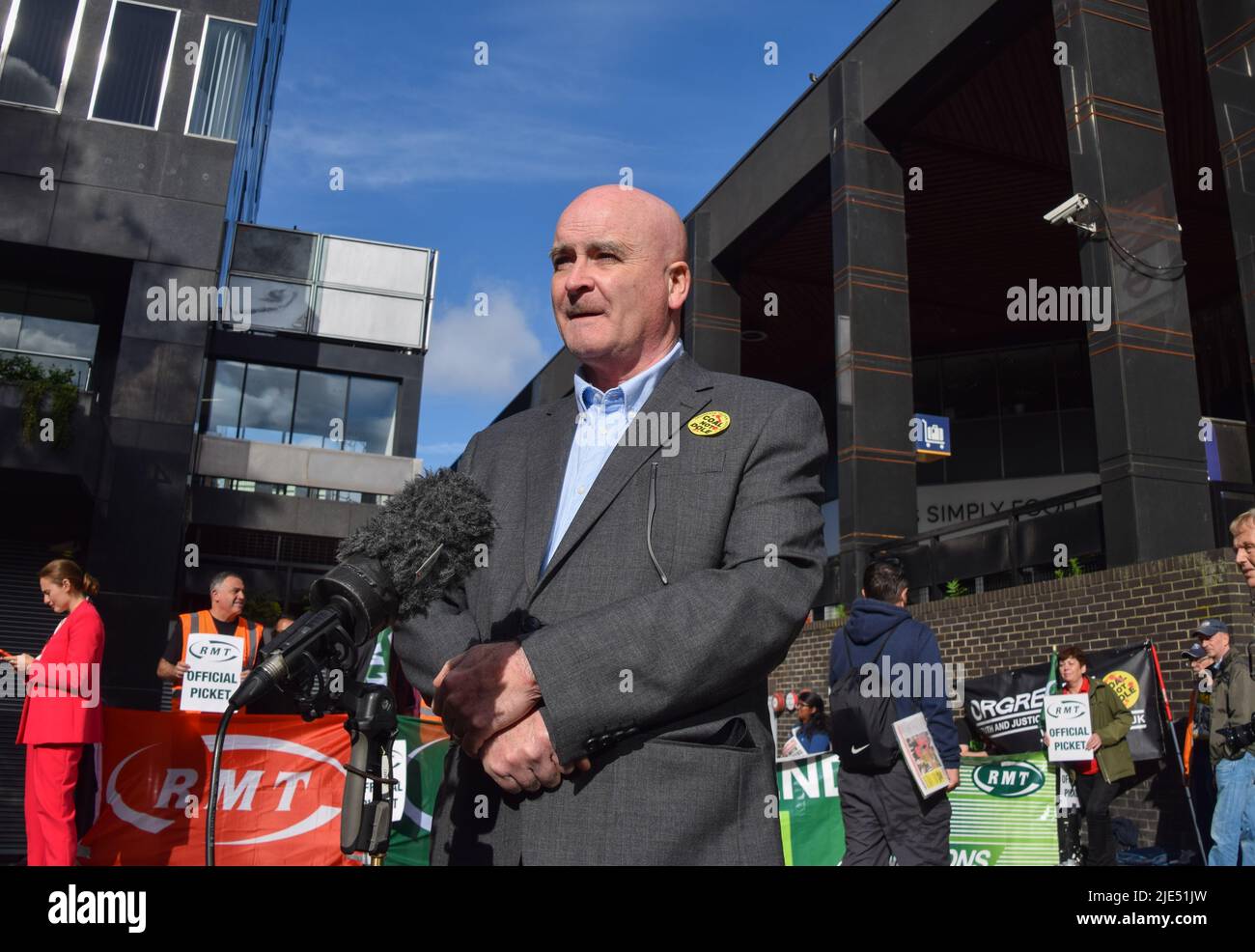 London, England, UK. 25th June, 2022. RMT union General Secretary MICK ...