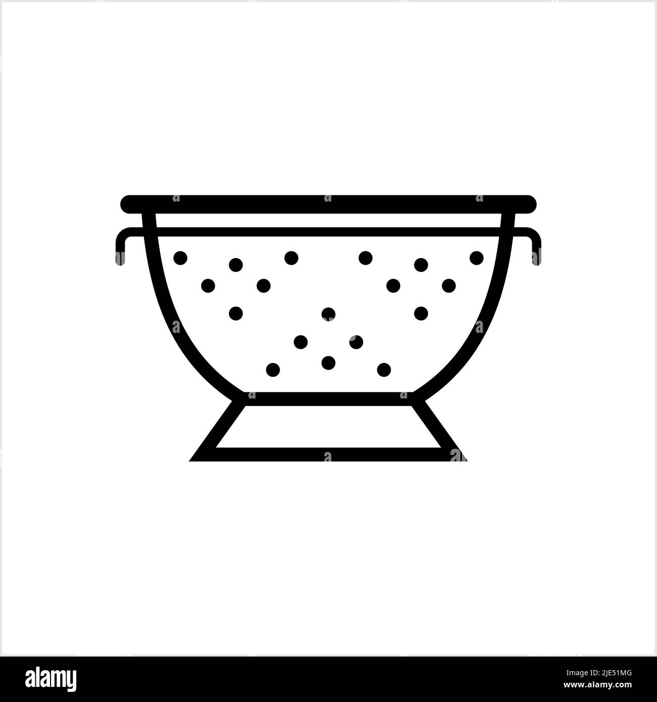 Colander Icon, Kitchen Cullender Utensil Icon Vector Art Illustration ...