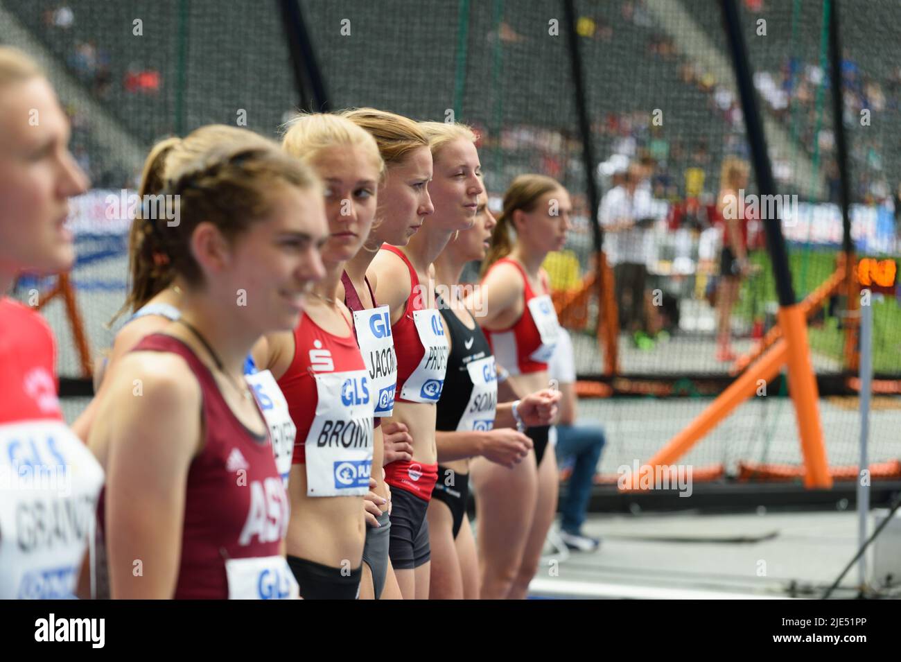 Runners lined up before the 1,500 metre run during the 2022 athletic ...
