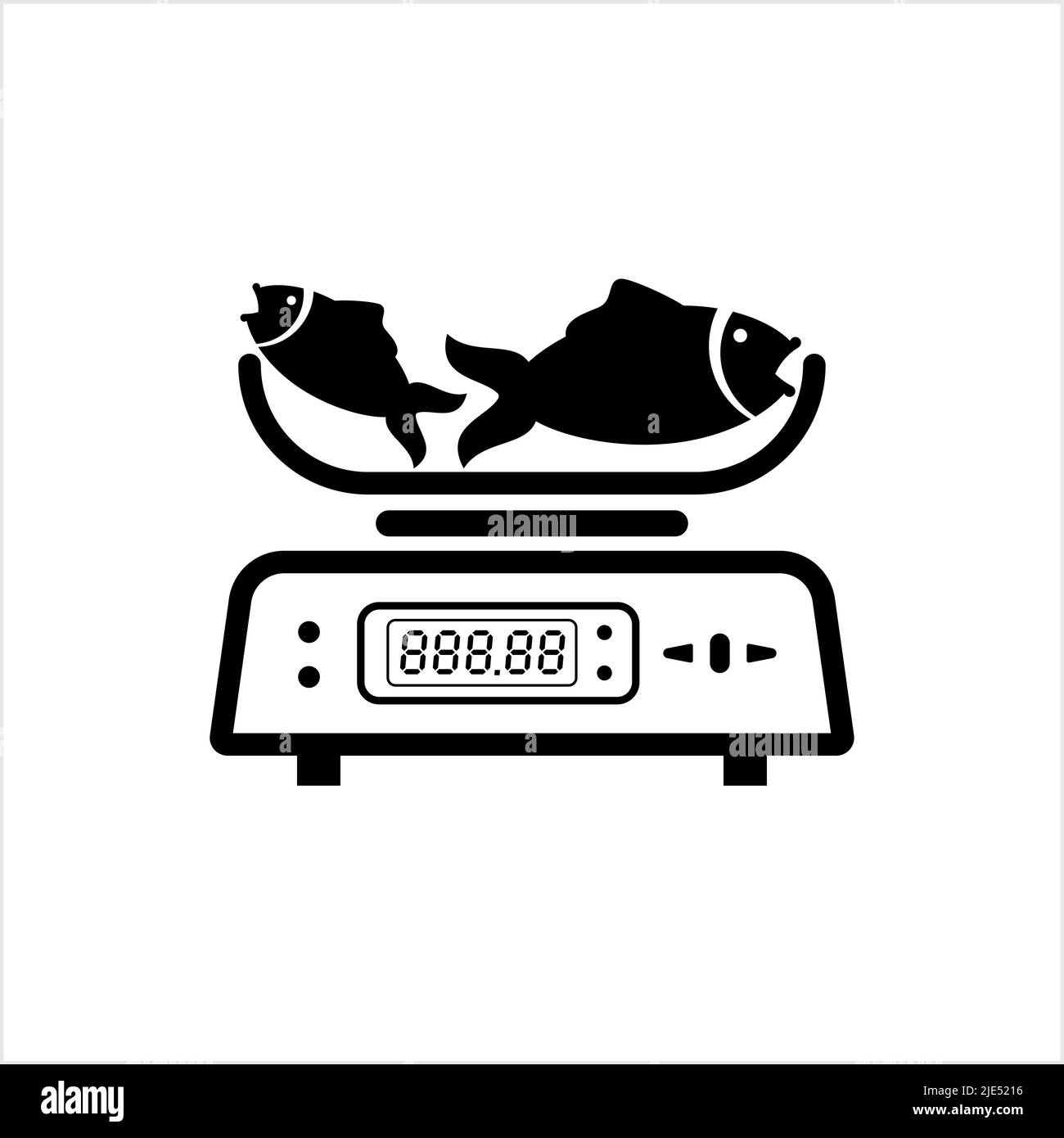 Fish On Weighing Scale Icon, Fish Weight Measuring Vector Art ...