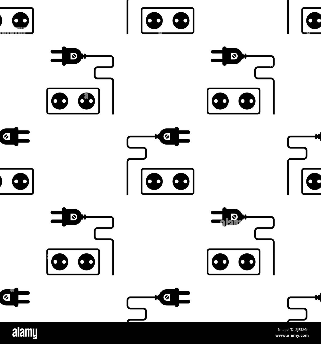 Plug Socket Icon Seamless Pattern Electric Plug Socket Icon Vector Art