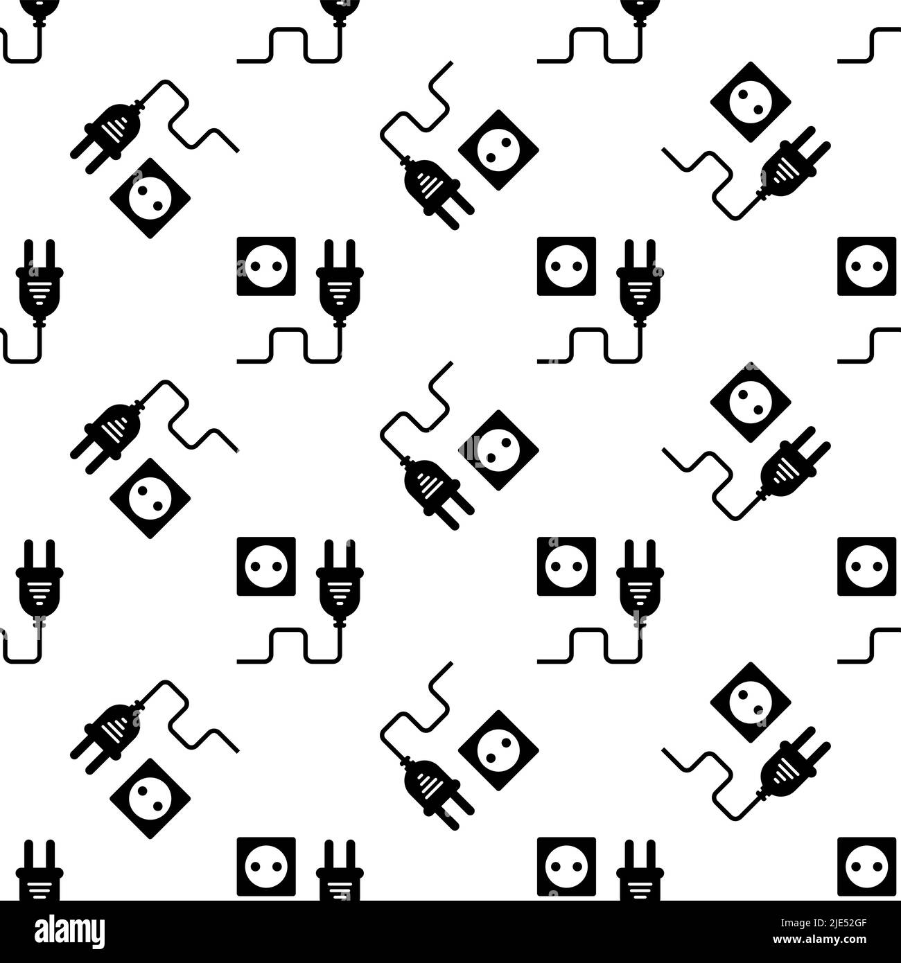 Plug Socket Icon Seamless Pattern Electric Plug Socket Icon Vector Art
