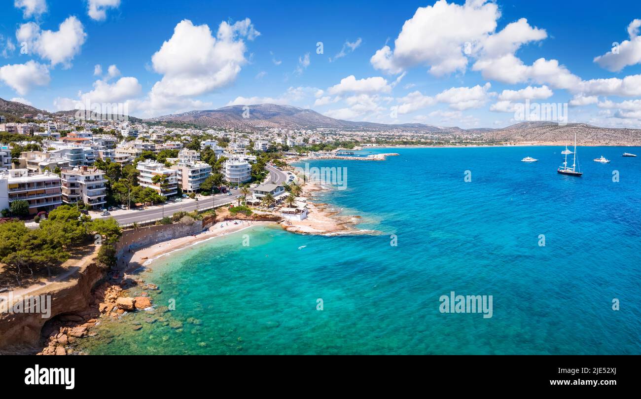 Panoramic view of the popular seaside resort Varkiza Stock Photo - Alamy