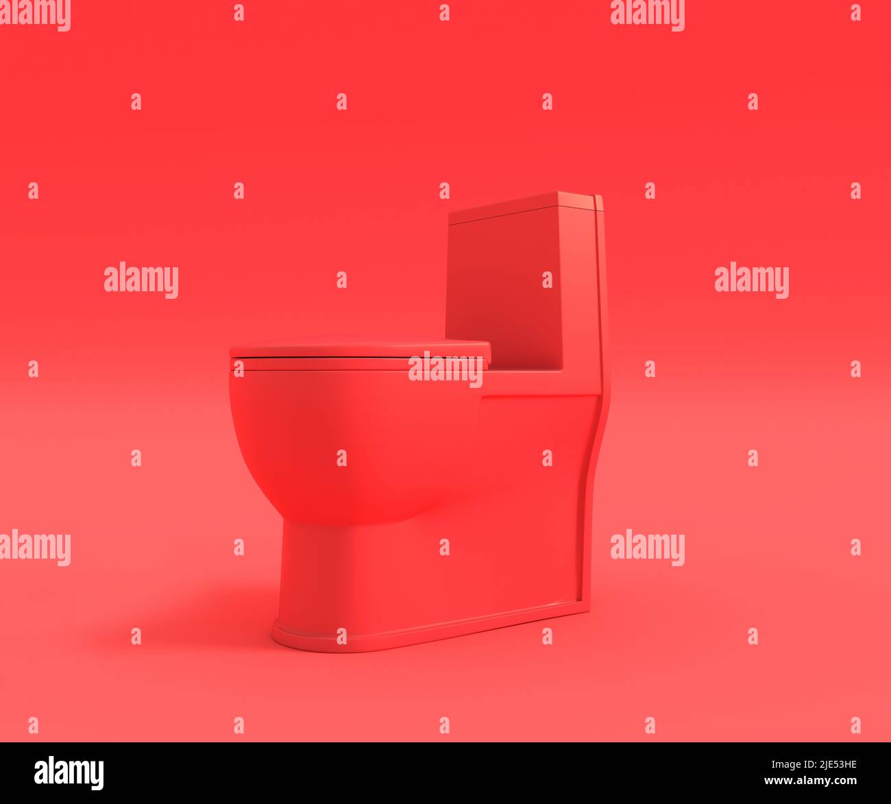 Red toilet bowl isolated on red background, 3D rendering Stock Photo ...