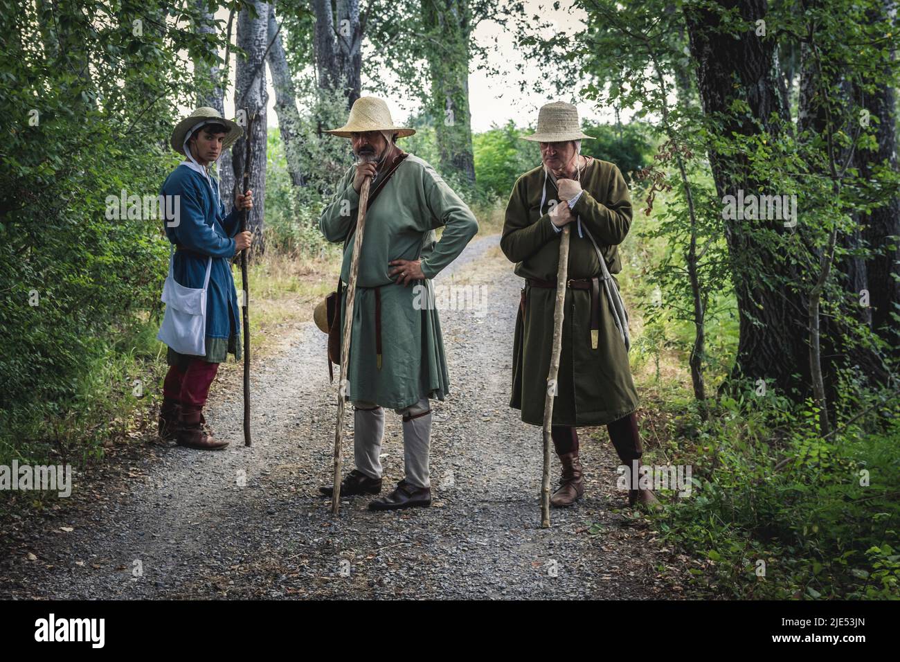 13th century. Civil and military customs and habits. Pilgrims Stock ...
