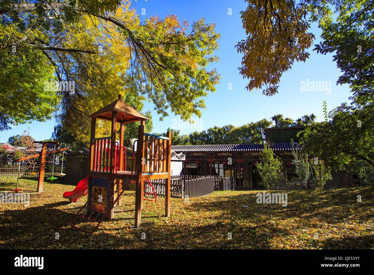 Beijing the grass slide the cabin Stock Photo - Alamy